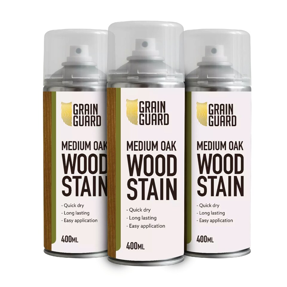 Grain Guard Water Based Wood Stain Spray - Medium Oak - 400ml - 3-Pack ...