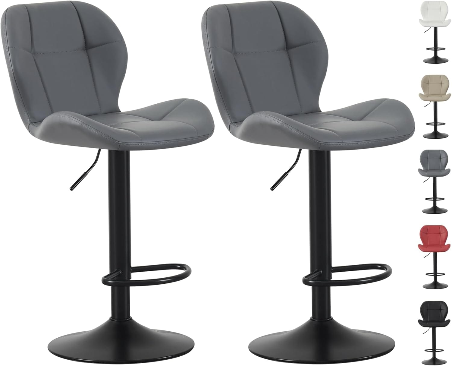 Set of 2 Height Adjustable Kitchen Bar Stools Breakfast Chairs with ...