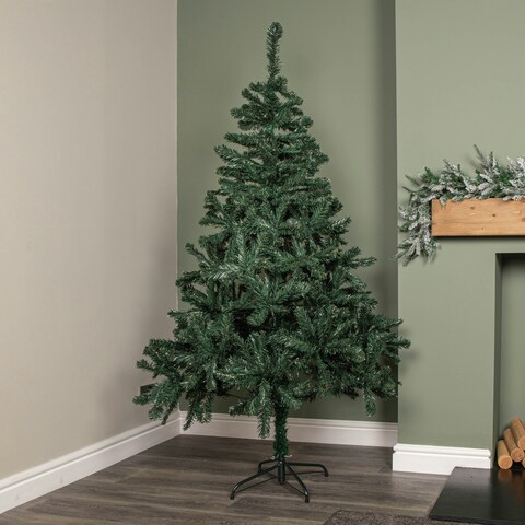 6ft (1.8m) Green Artificial Christmas Tree with Green Metal Stand and ...