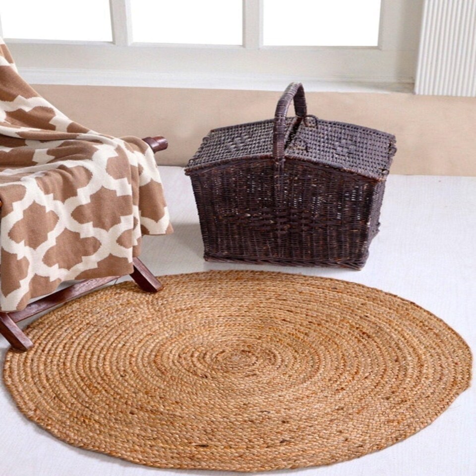 DHAKA Round Kitchen Rug Hand Woven - Jute - L180 x W180 Brown - Tesco ...