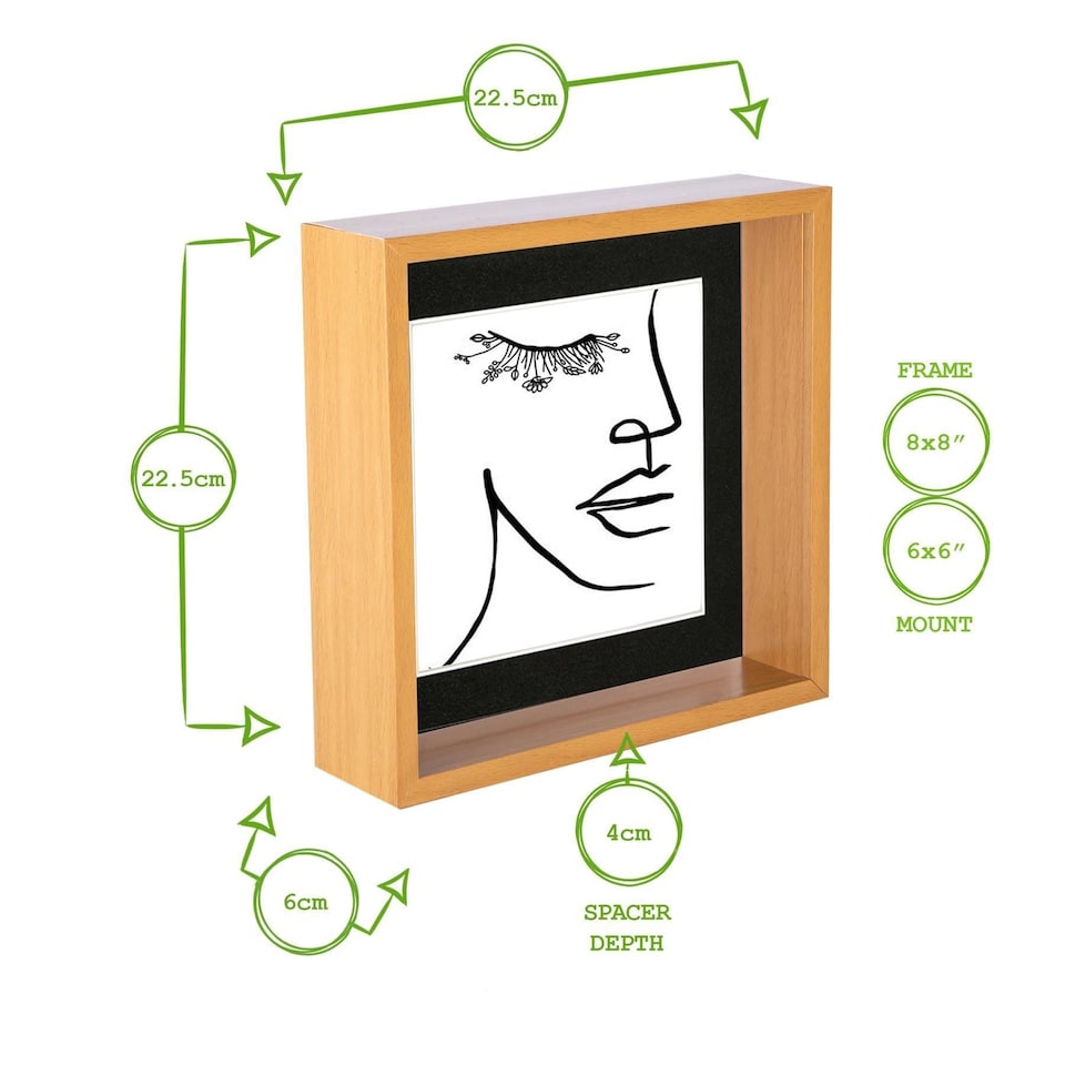 Nicola Spring 8 x 8" Deep Photo Frames - White/White Mount - 3D Deep ...