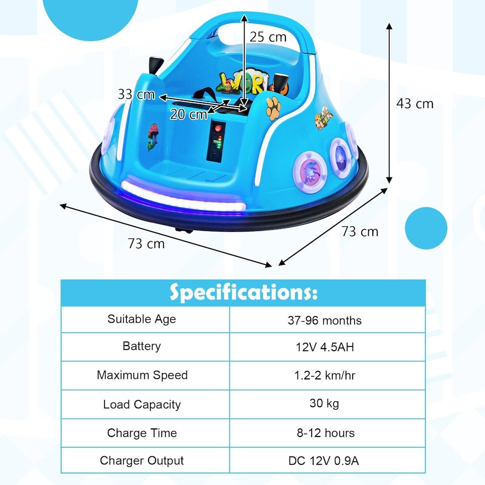COSTWAY 360° Swivel 12V Kids Electric Ride On Car Blue - Tesco Groceries