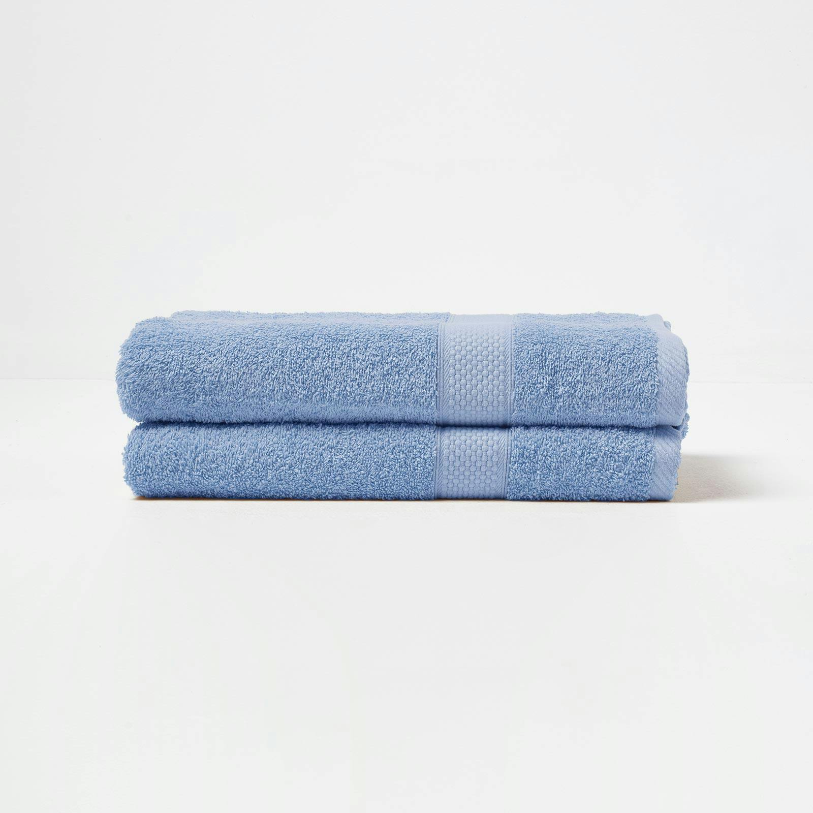 Homescapes Turkish Cotton Bath Towel Set of 2 - Light Blue | Blue ...