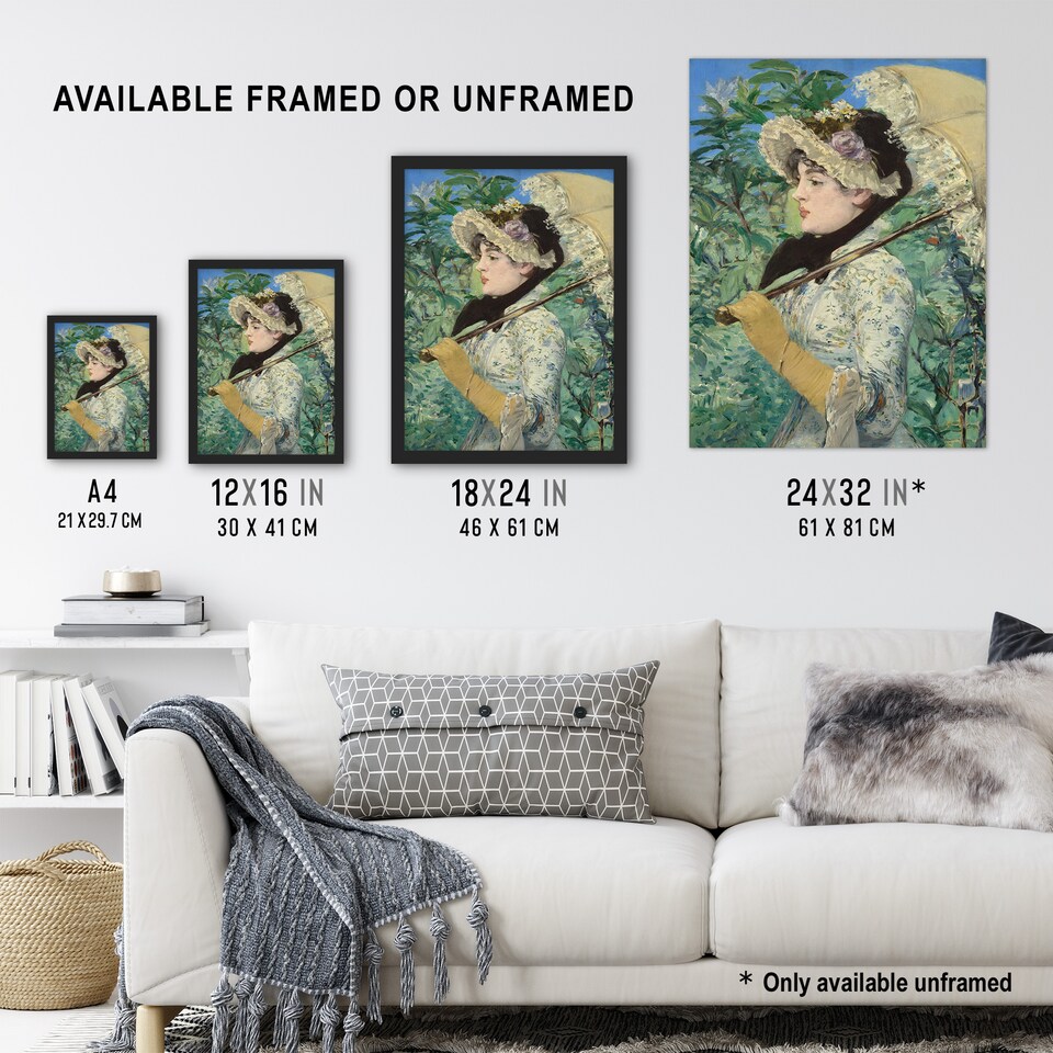 Jeanne Spring Parasol Portrait Manet Vintage Framed Wall Art Print ...