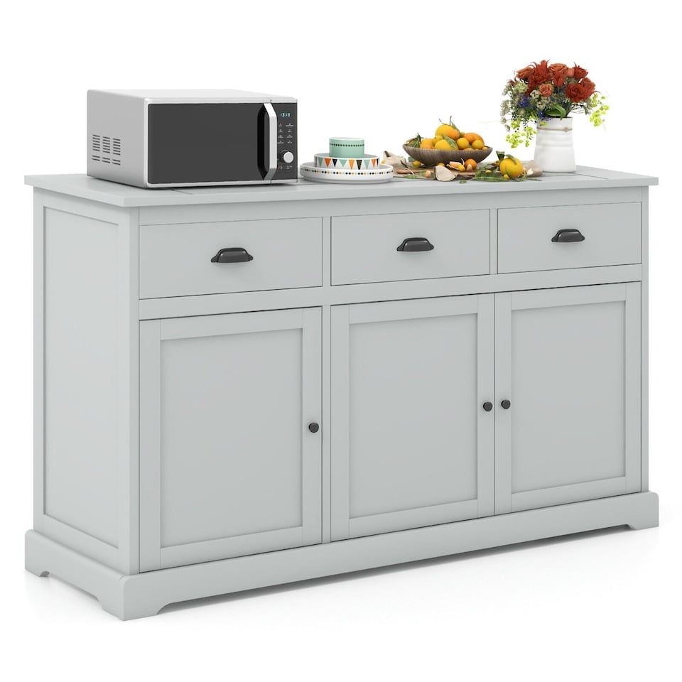 COSTWAY Modern Buffet Sideboard 136cm Storage Cabinet White - Tesco ...