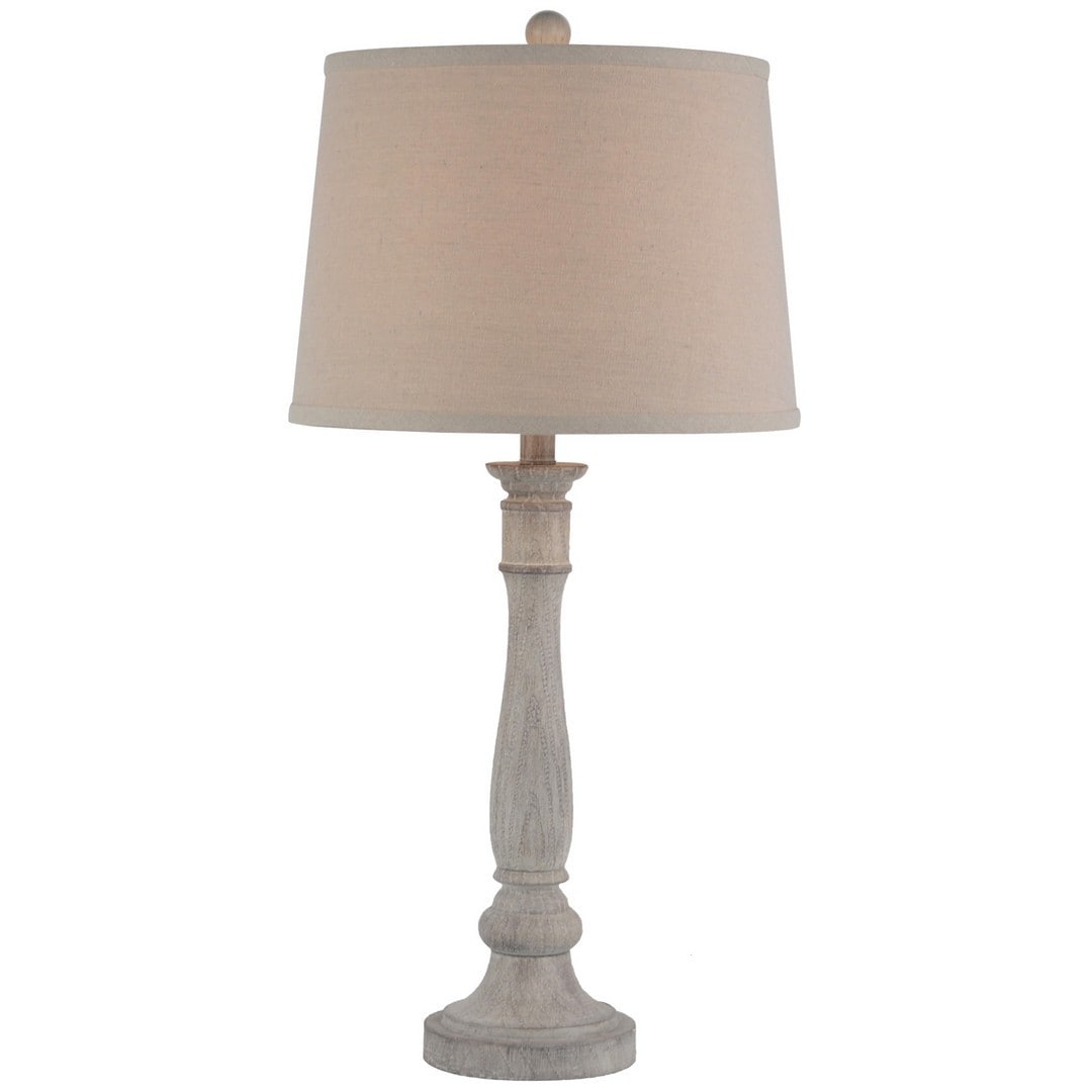 Stella Table Lamp with Linen Shade - Resin - L36 x W36 x H74 cm - White ...