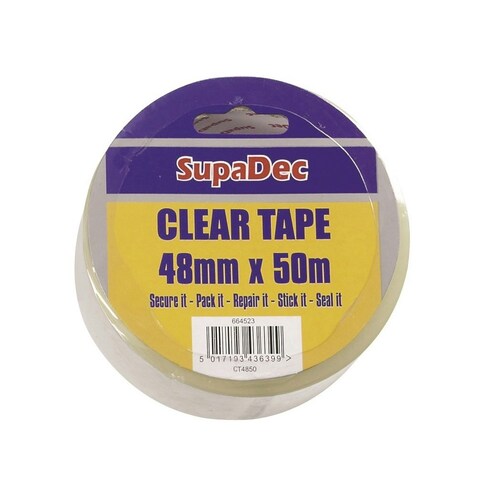 SupaDec Clear Tape - Clear - 50m x 4.8cm - Tesco Groceries