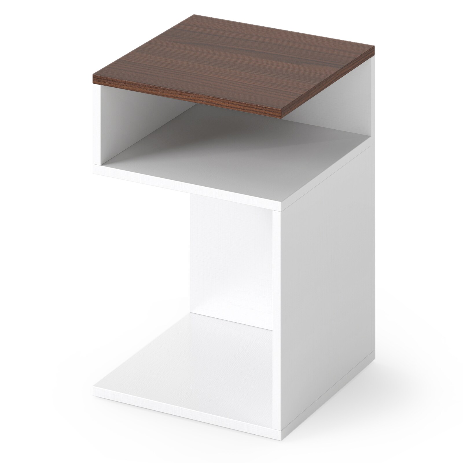COSTWAY S Shaped Side Table Space saving Sofa Table 2 Open Storage ...