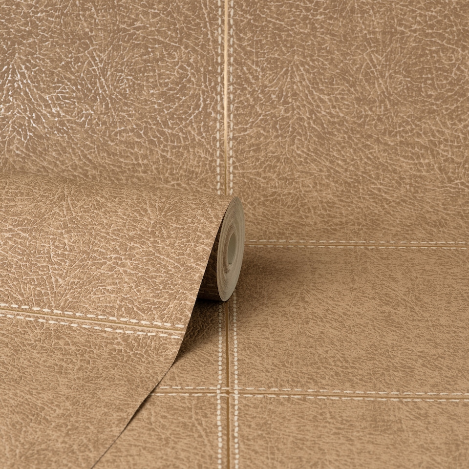 Fine Decor FD42991 Camden Stitch Wallpaper, Tan - Tesco Groceries