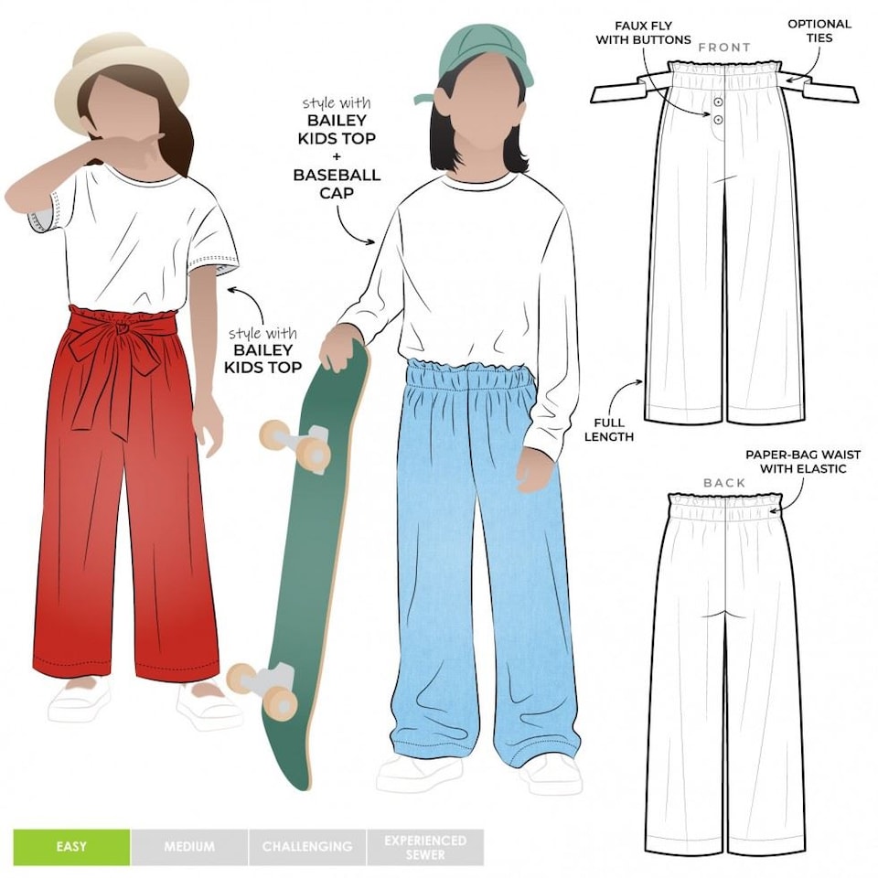 Style Arc Kids Olive Pants Paper Sewing Pattern – Children’s Trousers ...
