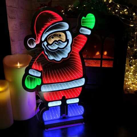 56cm LED Infinity Christmas Light Standing Santa Decoration with Metal ...