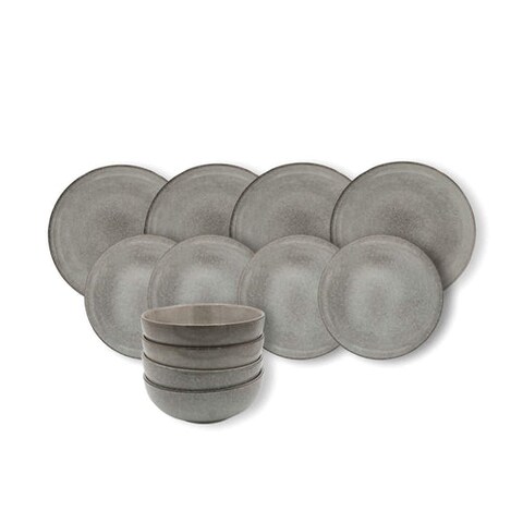 Cooks Professional 12pc Nordic Stoneware Dinnerware Set 4 Person Plate ...