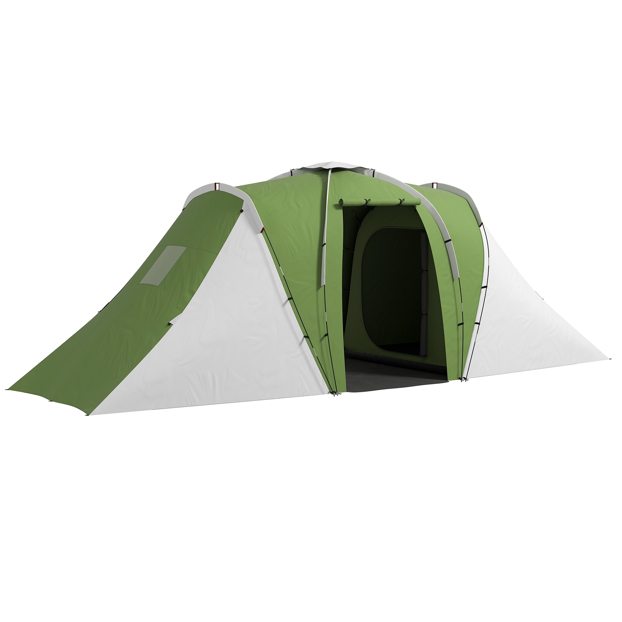 Outsunny 4-6 Man Camping Tent with 2 Bedroom and Living Area, Green ...