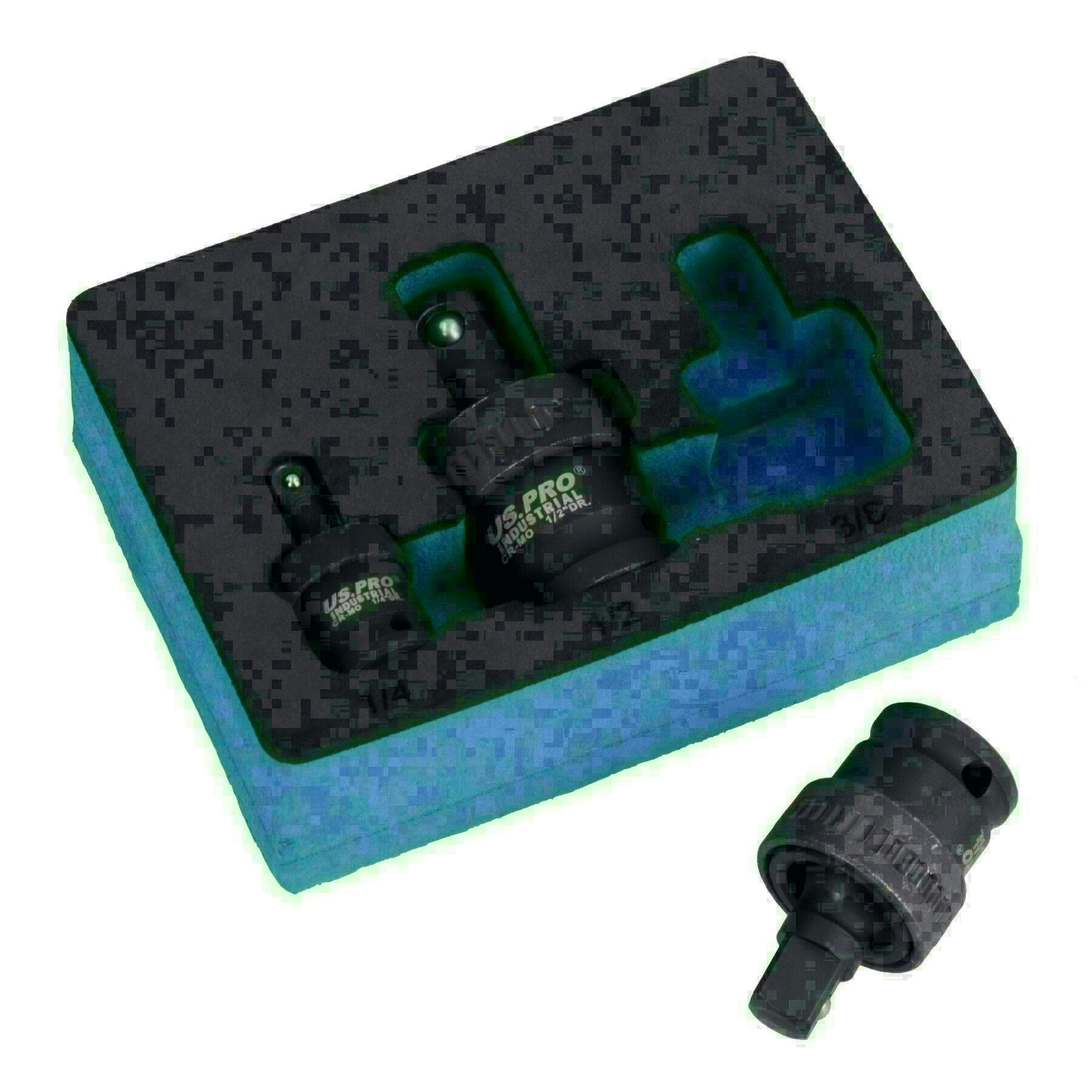1/4in 3/8in + 1/2in Drive Impacted Universal Joint UJ Wobble Angle ...