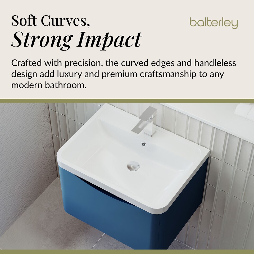 Balterley Arch Wall Hung 1 Drawer Bathroom Vanity Unit & Polymarble ...