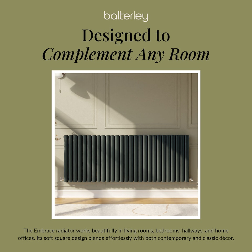 Balterley Embrace Horizontal Double Panel Radiator | Grey | Anthracite ...