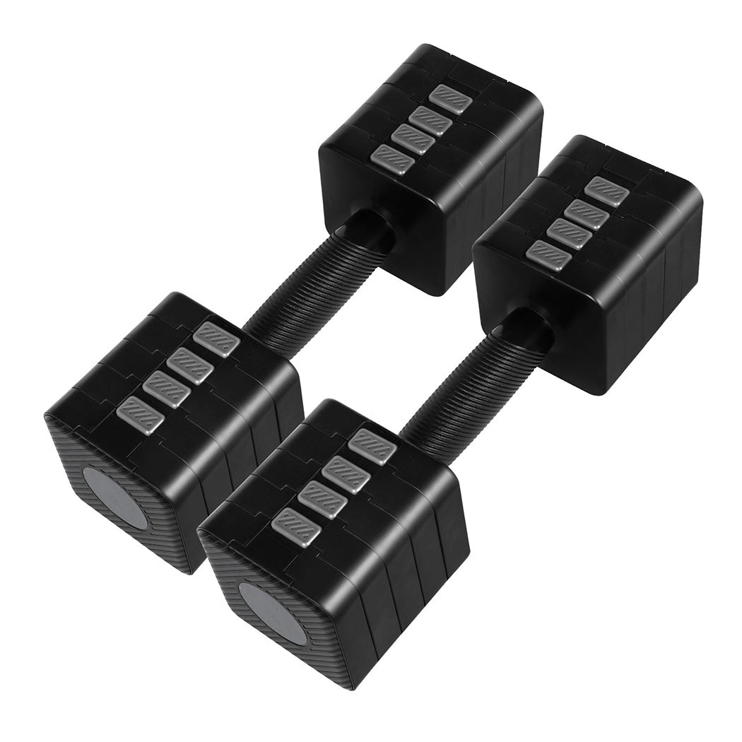 Centra Black A Pair 2.8-10KG Adjustable Dumbbells With Metal Weight ...