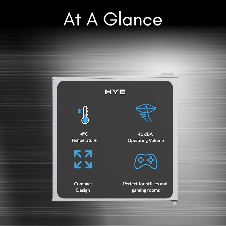 HYE Mini Fridge 46 Litre Table Top Quiet Drinks Fridge - White ...