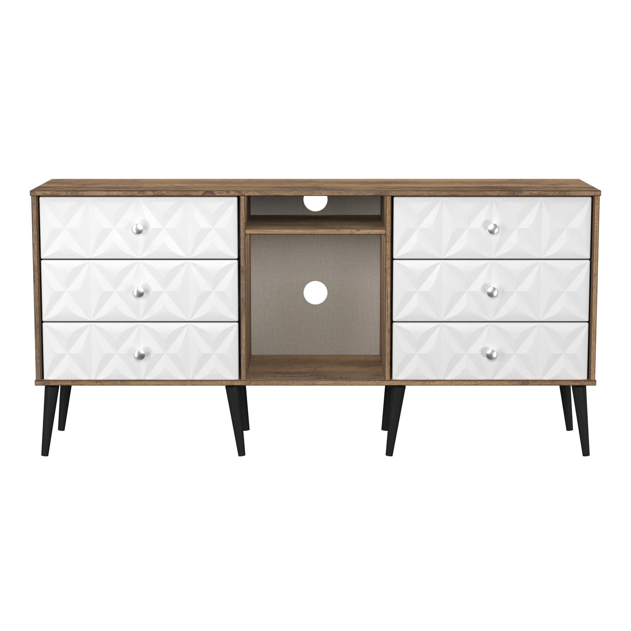 Toledo 6 Drawer Sideboard in White Matt & Vintage Oak (Ready Assembled ...