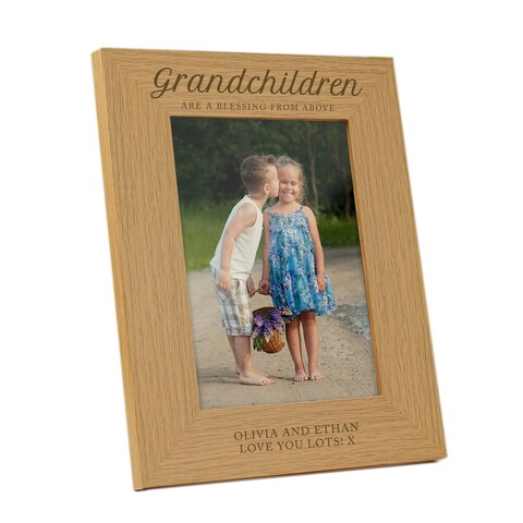 Personalised Grandchildren 5x7 Wooden Photo Frame | Brown | One Size ...