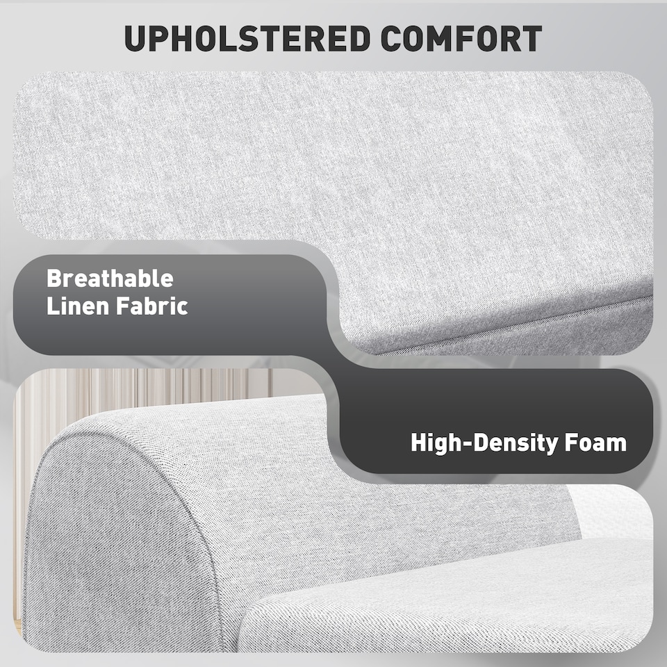 HOMCOM Storage Ottoman with Armrest, Upholstered Linen Storage Bench ...