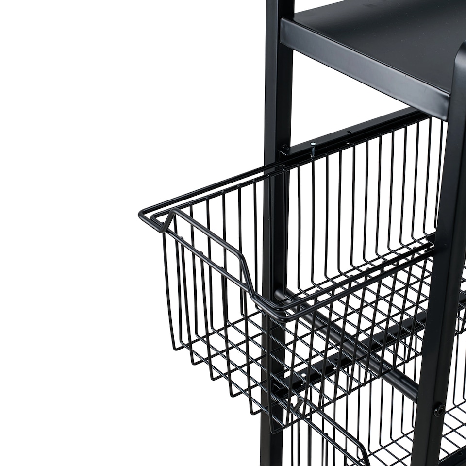 Living and Home 5-Tier Kitchen Storage Trolley with Pull-Out Baskets ...
