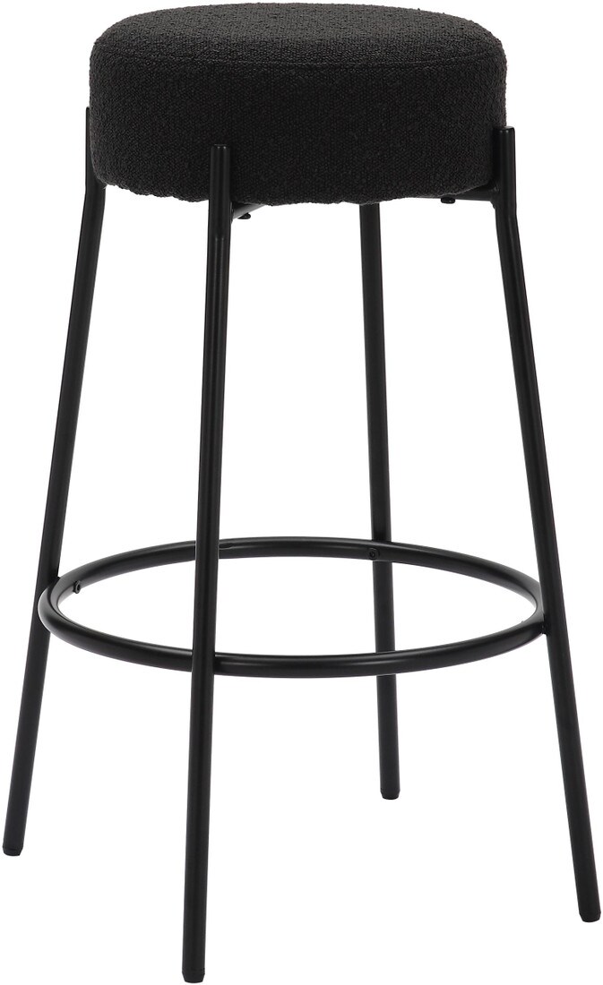 Rotonda Bouclé Kitchen Bar Stools, Fixed Height Metal Legs With ...