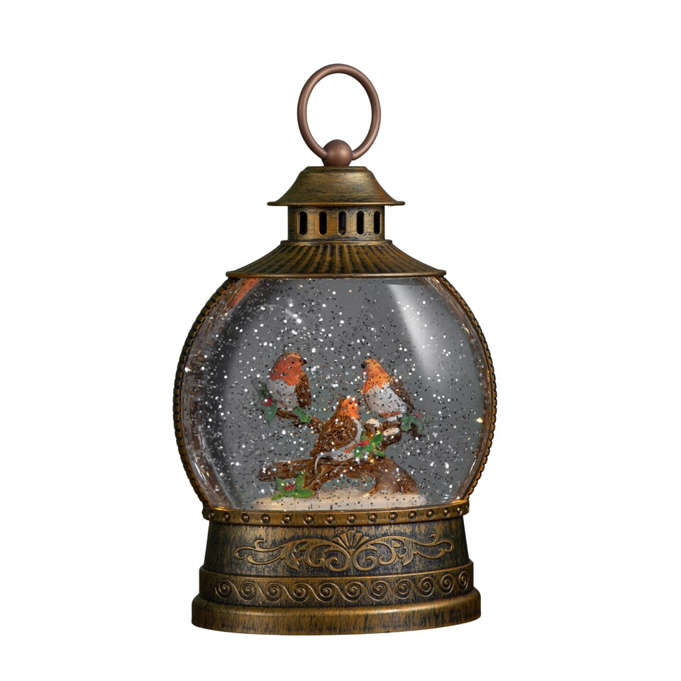 22cm Dual Powered Light up Antique Gold Christmas Robin Water Spinner ...