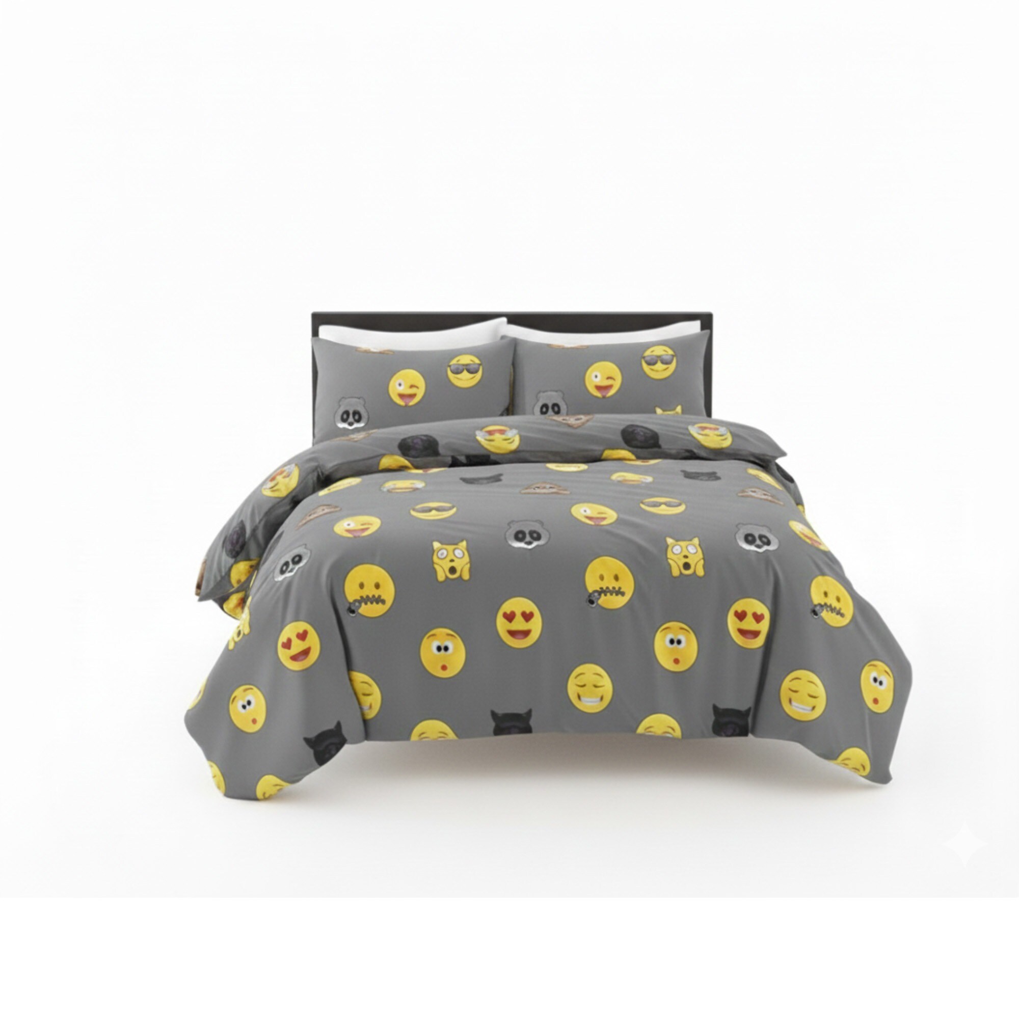 Emoji Print Duvet Cover Set Cool Playful Bedding with Pillowcases ...