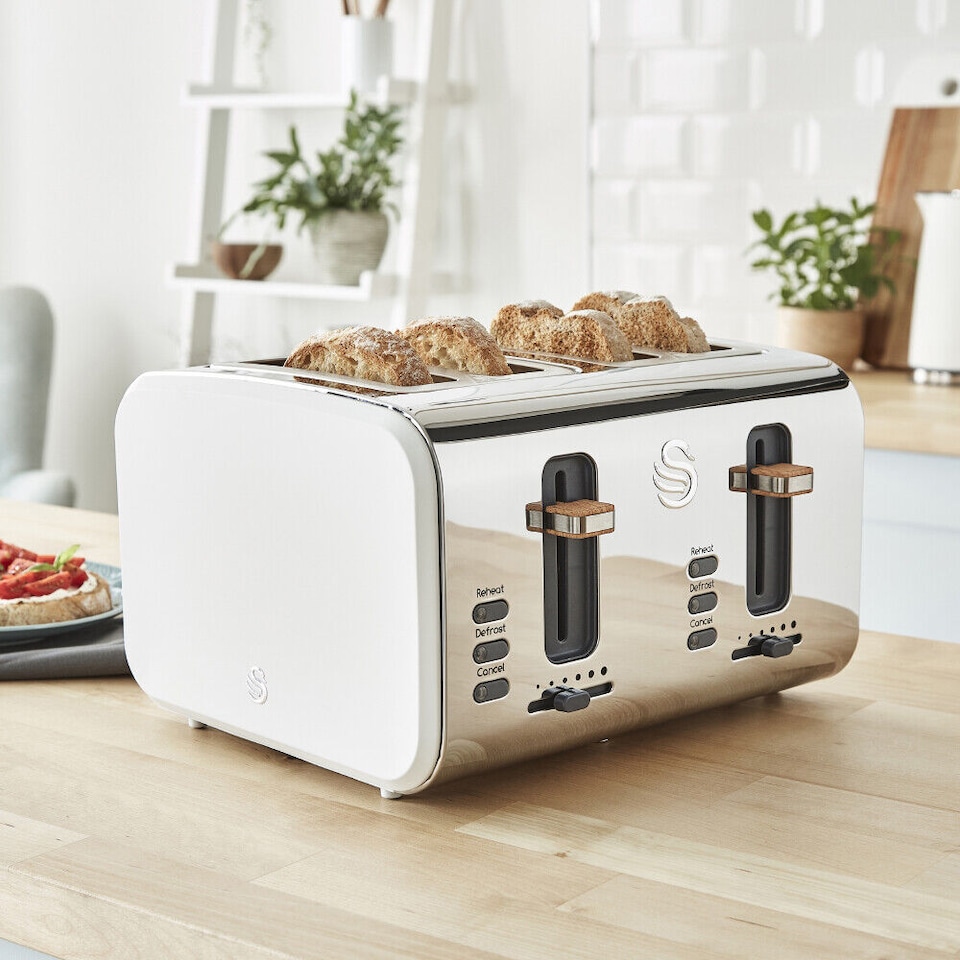 Swan Nordic White 1.7L Kettle & 4 Slice Toaster Kitchen Set ...