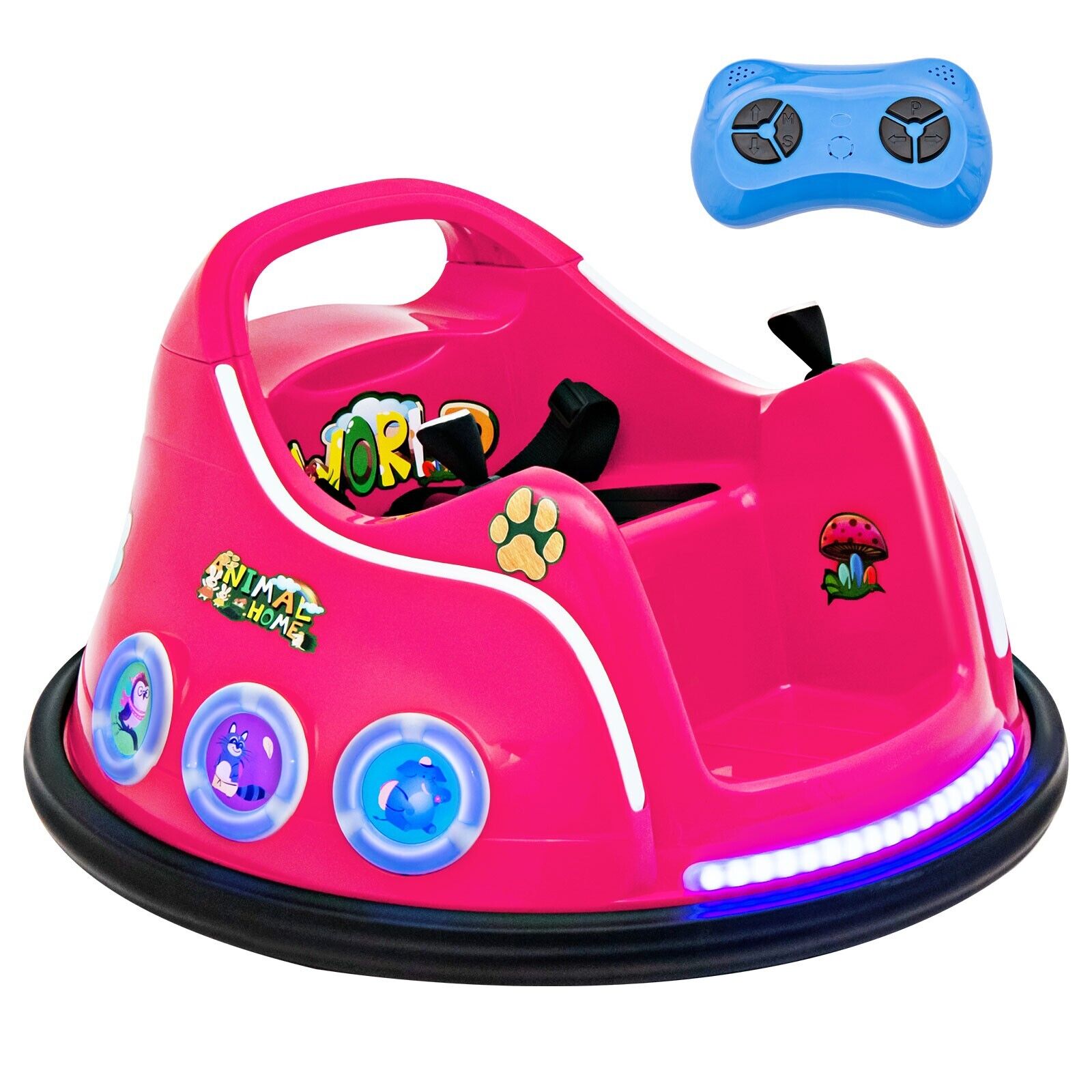 COSTWAY 360° Swivel 12V Electric Ride On Car Kids Pink - Tesco Groceries