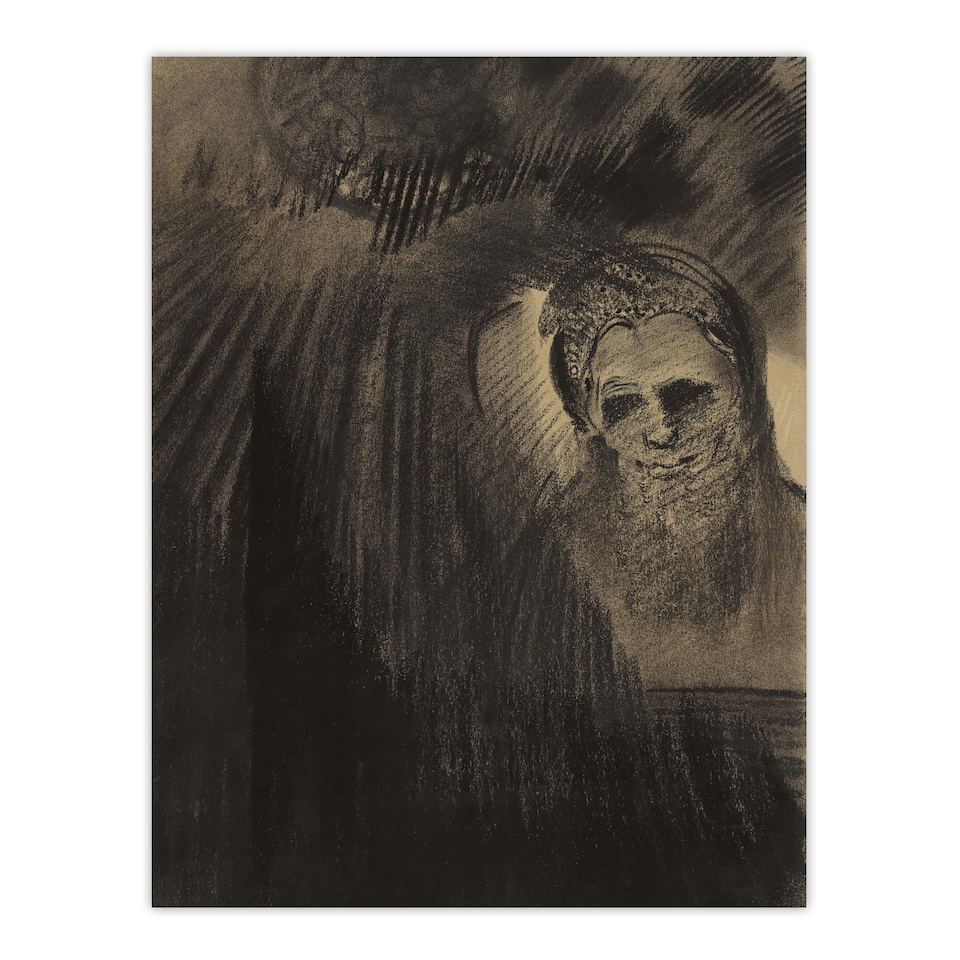 Apparition Eerie Charcoal Painting Redon Vintage Huge Wall Art Poster ...