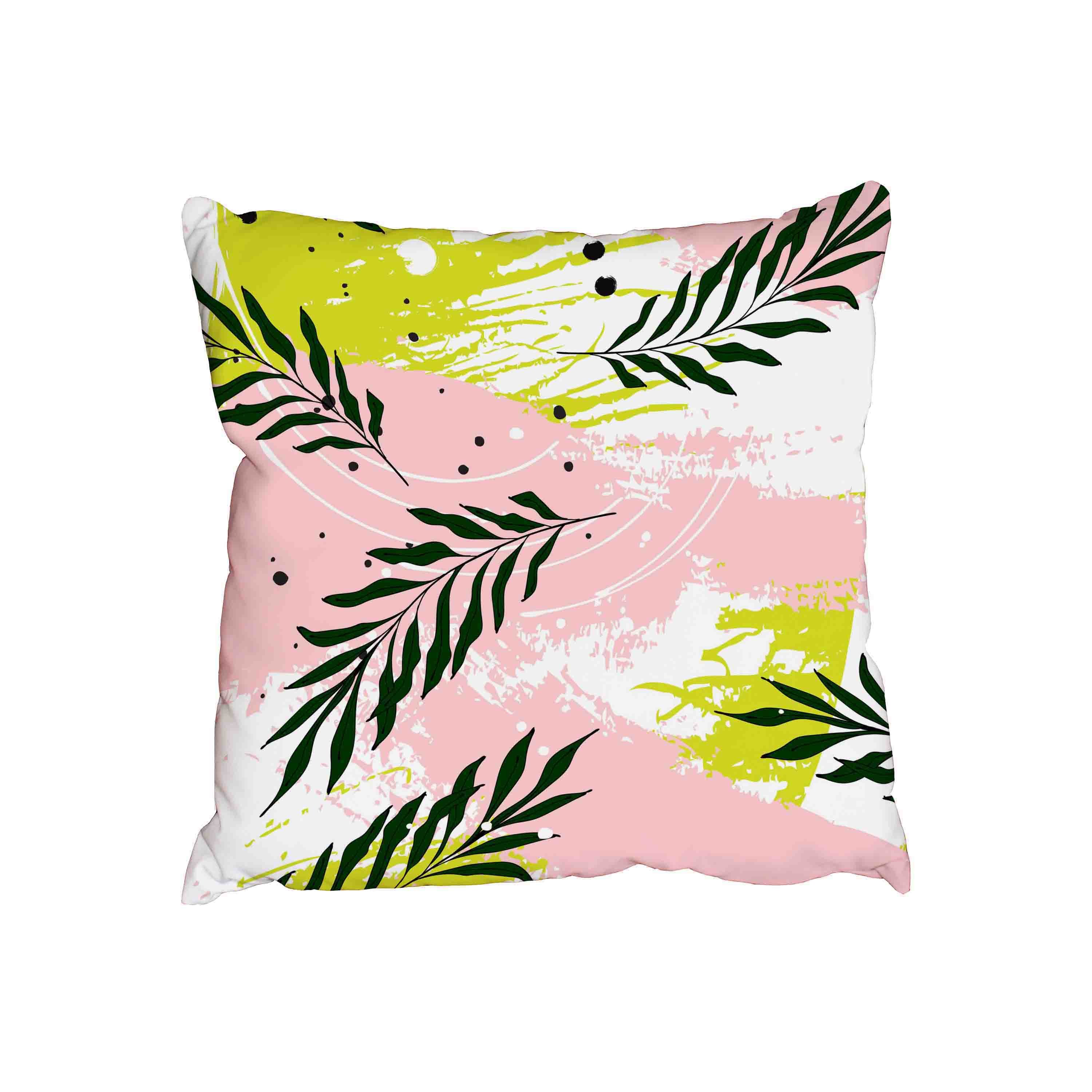 Palm leaves on pink green background (Outdoor Cushion) - Tesco Groceries