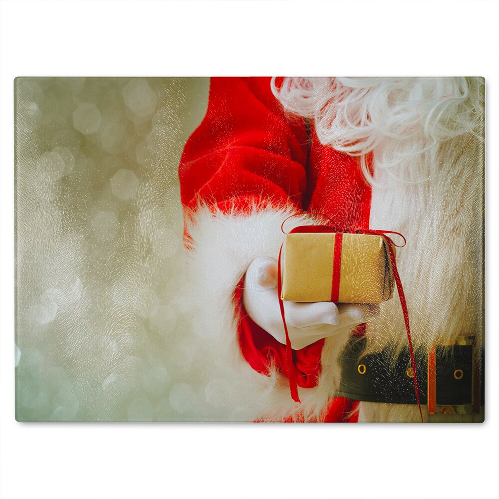 Santa Claus Gloved Hands Dining Glass Chopping Board | Multi - Tesco ...