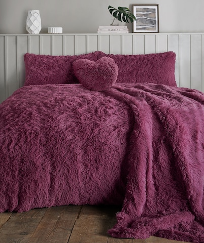 Homes Linen Alaska Cuddles Teddy Bear Fleece Plum Duvet Cover Luxury ...