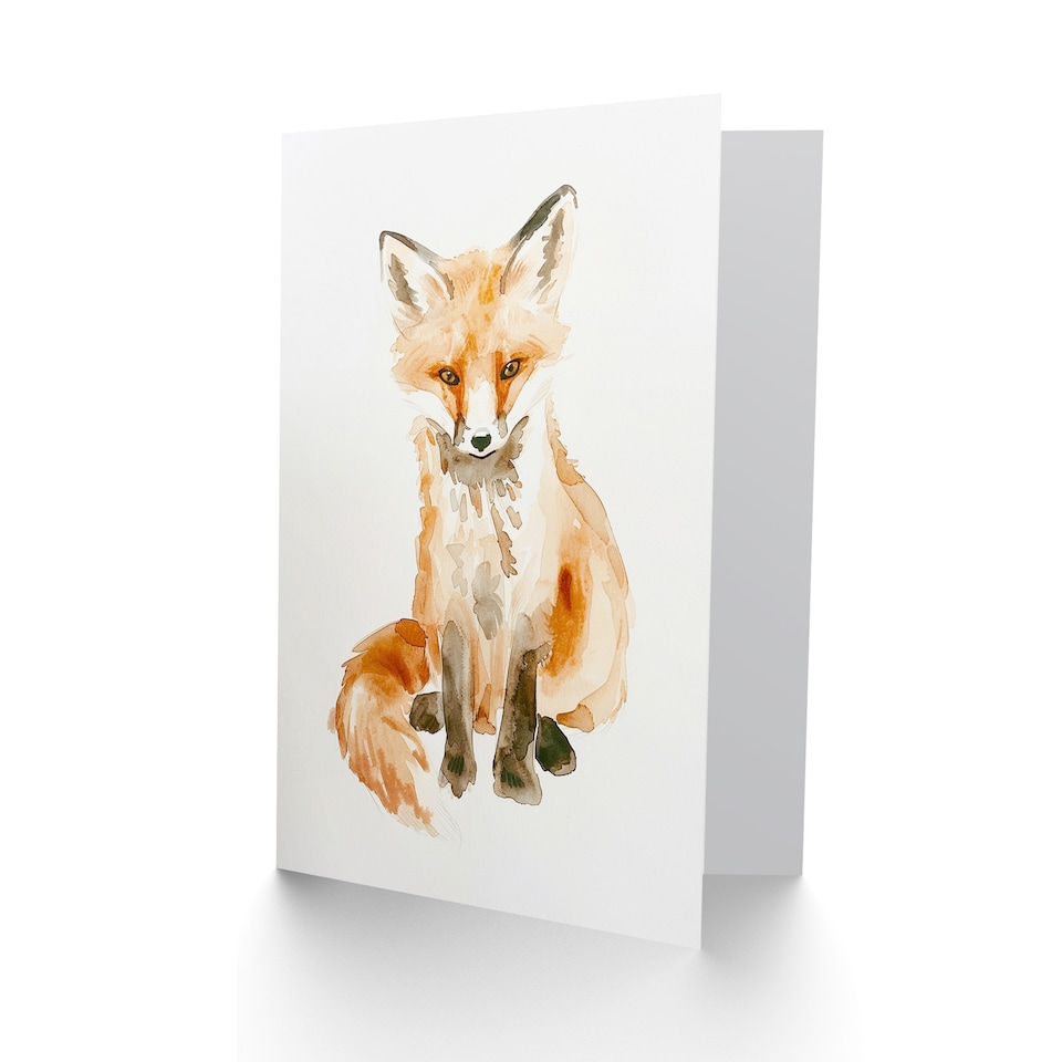 Cute Red Fox Cub Soft Watercolour Animal Lover Birthday Card - Tesco ...