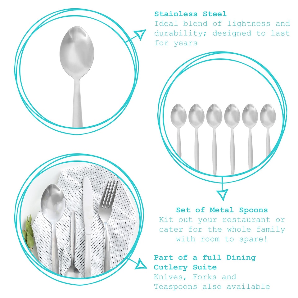 Argon Tableware Stainless Steel Dessert Spoons - Pack of 6 - Tesco ...