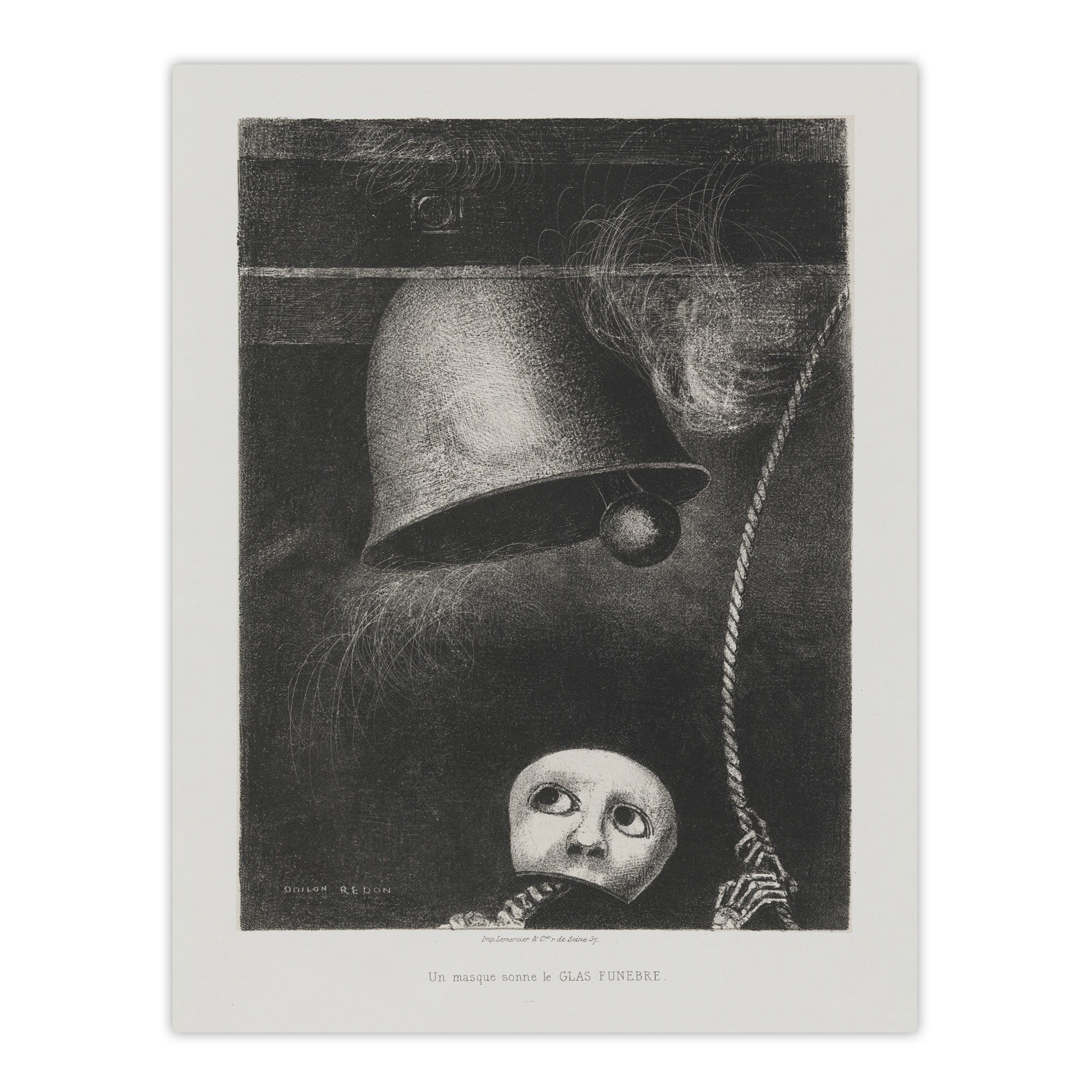 A Mask Tolls The Funeral Knell Redon Vintage Huge Wall Art Print 18X24 ...
