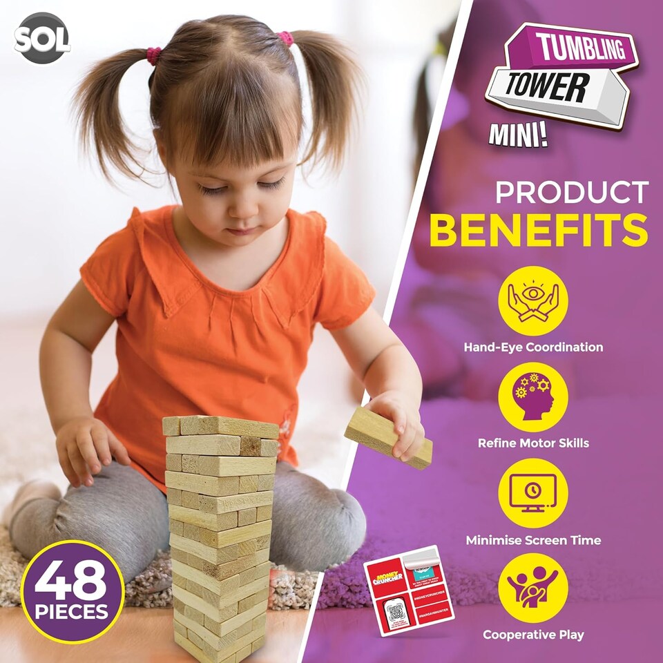 Mini Tumble Tower – Wooden Stacking Blocks Game for Kids & Adults ...