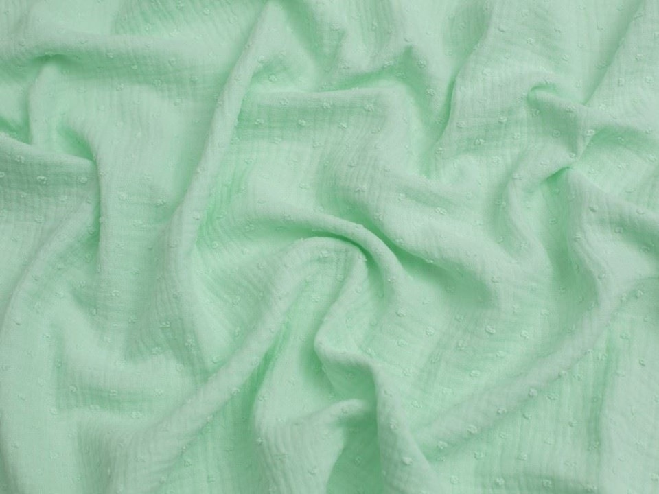 Green Swiss Dot Cotton Double Gauze Fabric for Dressmaking, 140cm / 55 ...