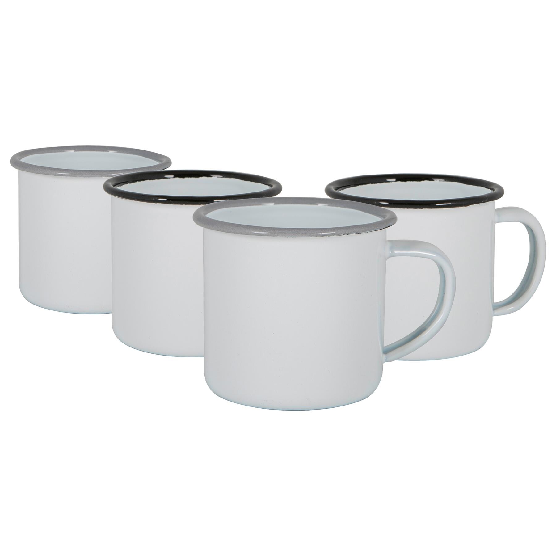 Argon Tableware White Enamel Espresso Cups - 130ml - Black/Grey | Multi ...
