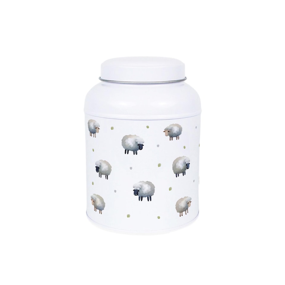 Spring Sheep Decaf Canister - Small Domed Lid Kitchen Storage Tin ...