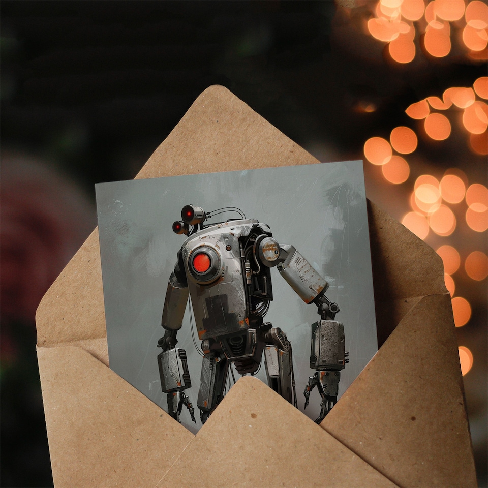 Anthropomorphic Bot Robot Sci Fi Concept Art Birthday Card - Tesco ...