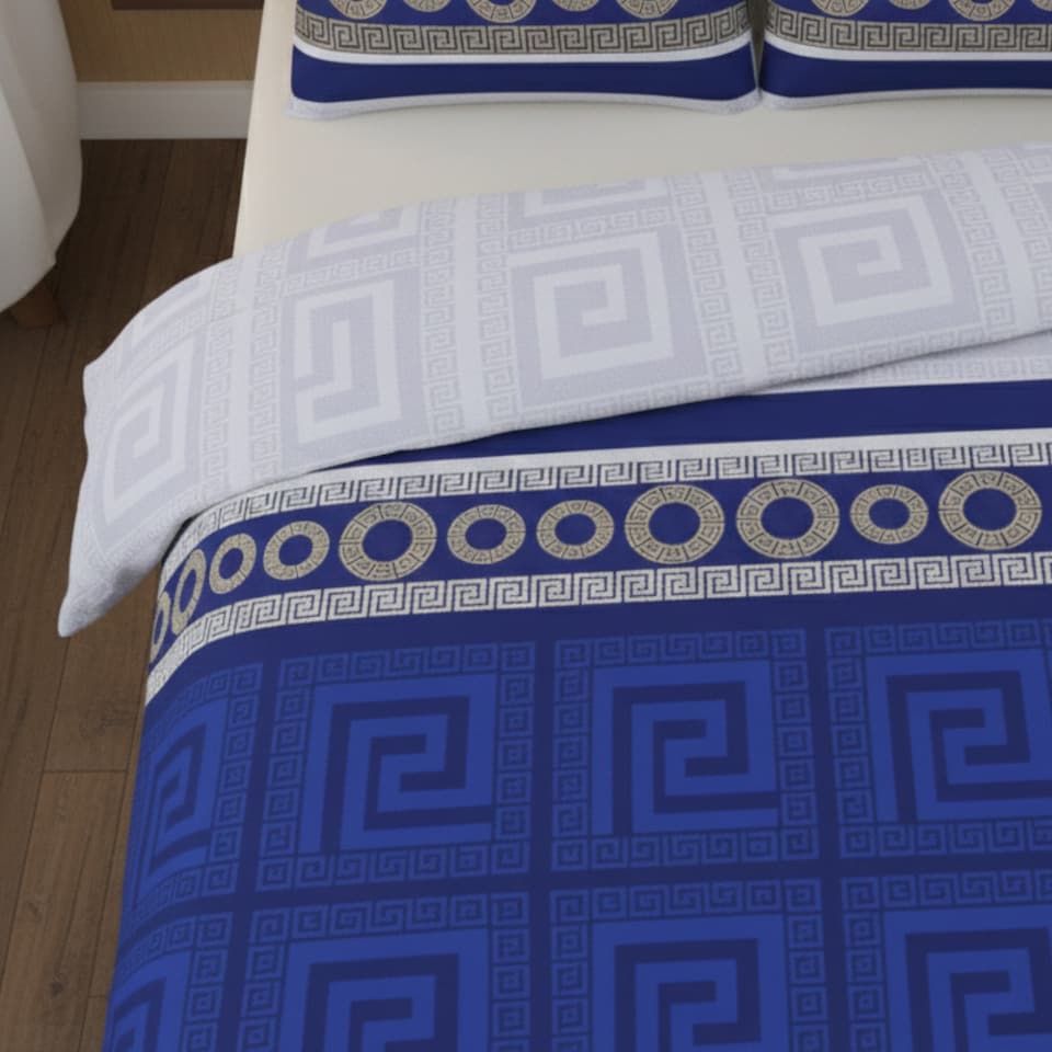 Greek Design Complete Bedding Set Duvet Cover Pillowcase Fitted Sheet ...