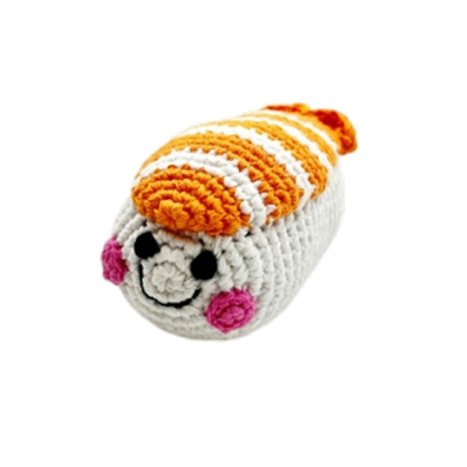 Crochet Baby soft Toy Friendly prawn sushi rattle - Tesco Groceries