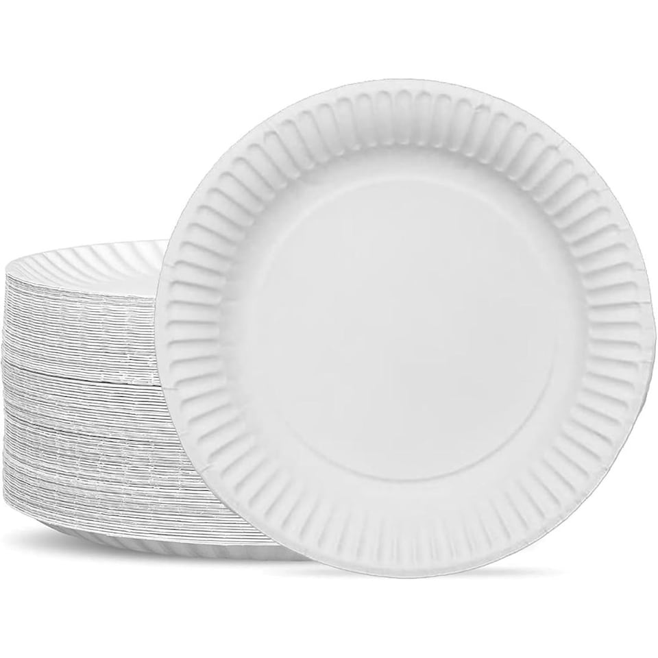 ECONX 6"(15cm) Disposable Paper Plates Heavy Duty Biodegradable Paper ...