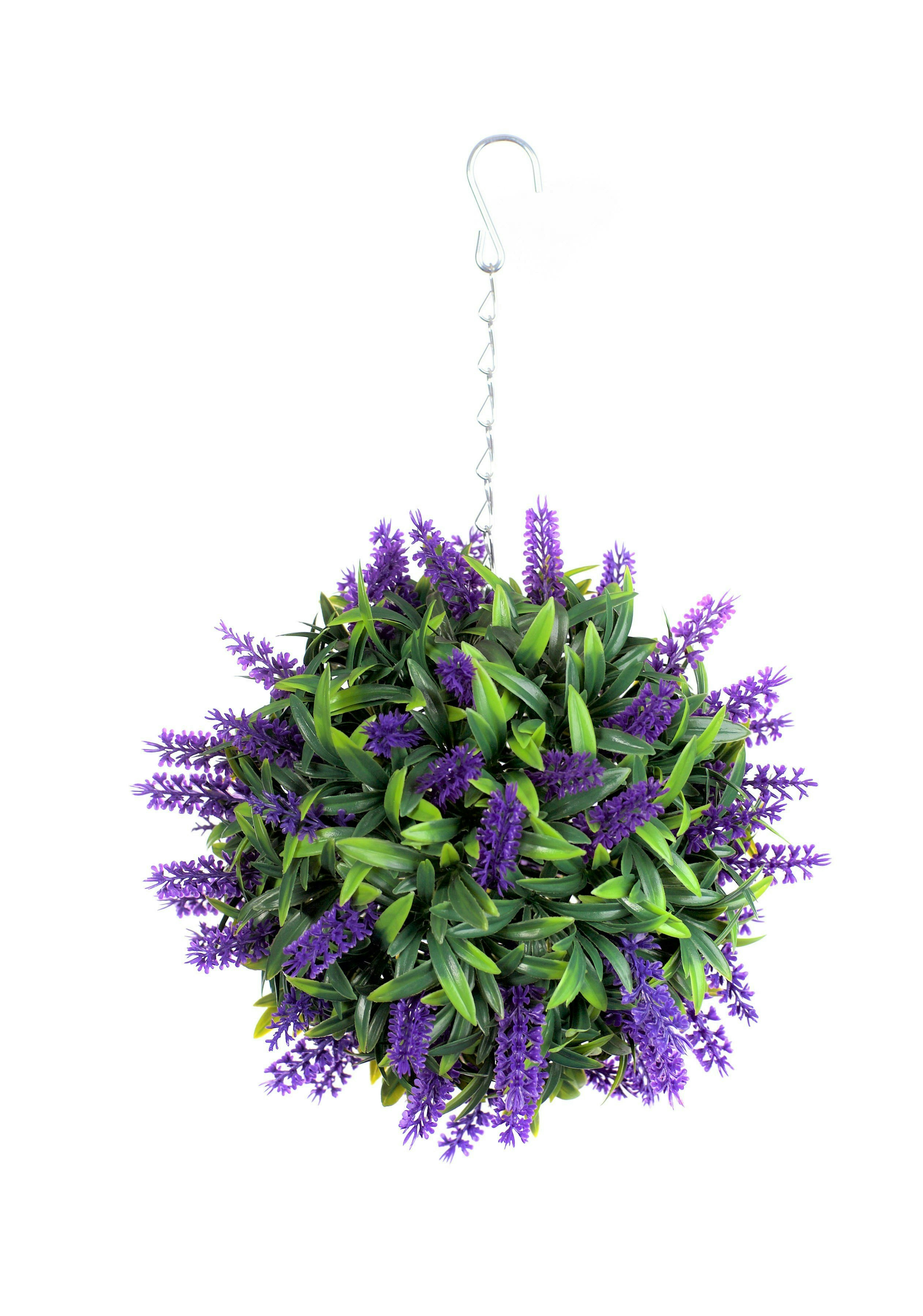 Best Artificial 24cm Purple Lush Lavender Hanging Basket Flower Topiary ...