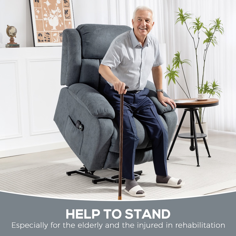 HOMCOM Power Lift Recliner Chair with Massage, Linen Overstuffed Lift ...