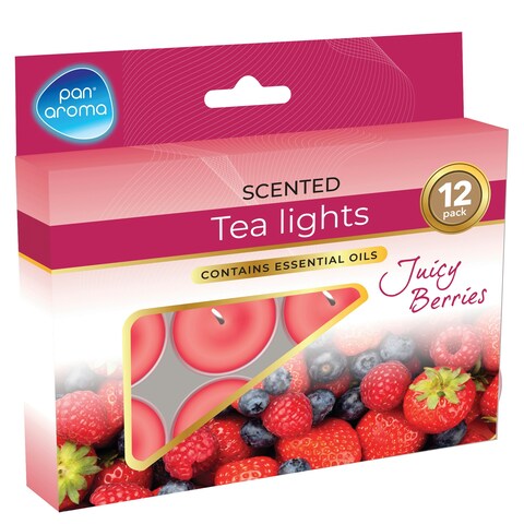 Pack of 12 Juicy Berries Scented Colour Tea-Lights - Tesco Groceries