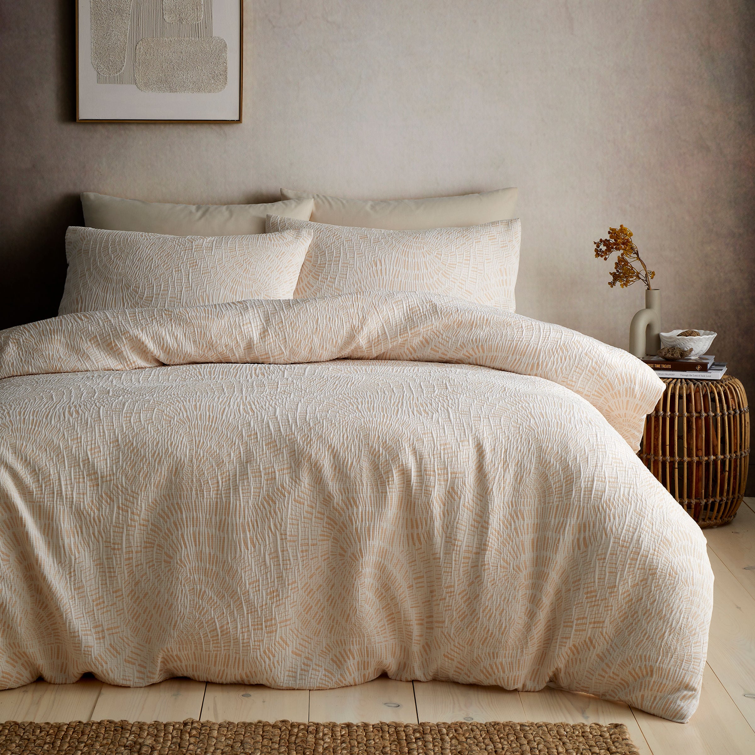 Appletree Fossil Jacquard Duvet Cover Set Natural - Tesco Groceries